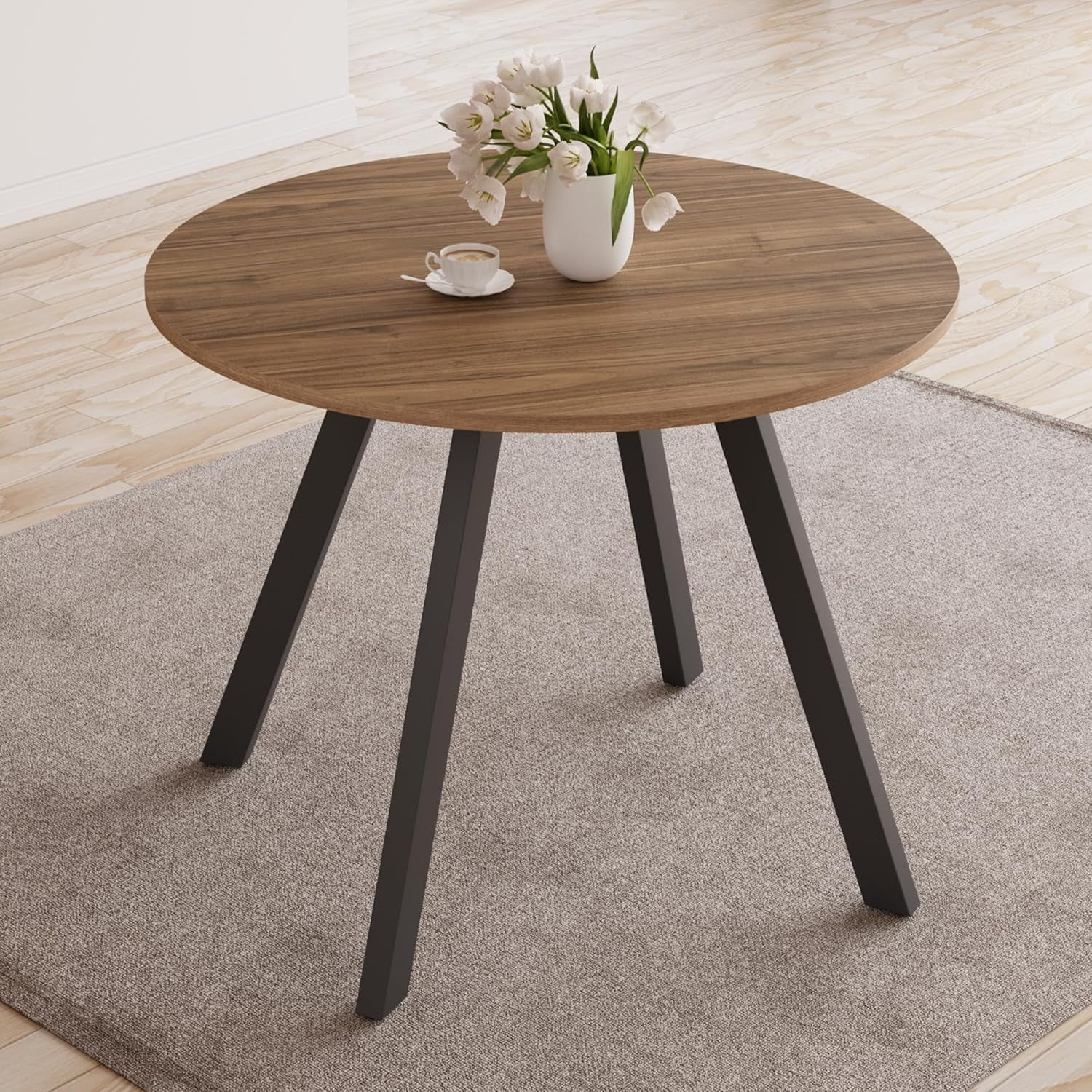 34.6'' Round Dining Table Mid Century Modern Small Round Coffee Table ...