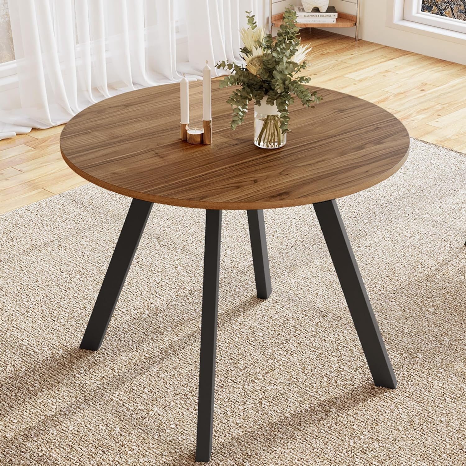 34.6'' Round Dining Table Mid Century Modern Small Round Coffee Table ...