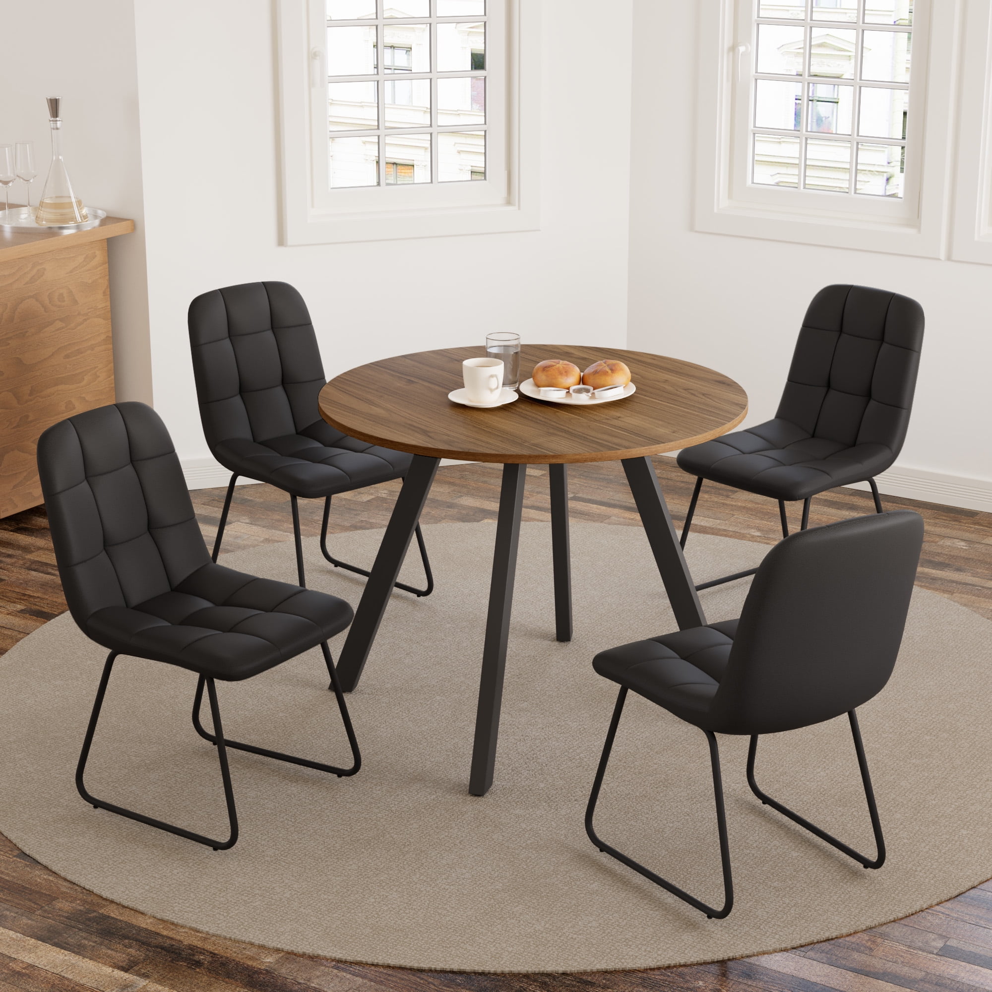 34.6" Round Dining Table Set, Mid Century Modern Round Dining Table for ...