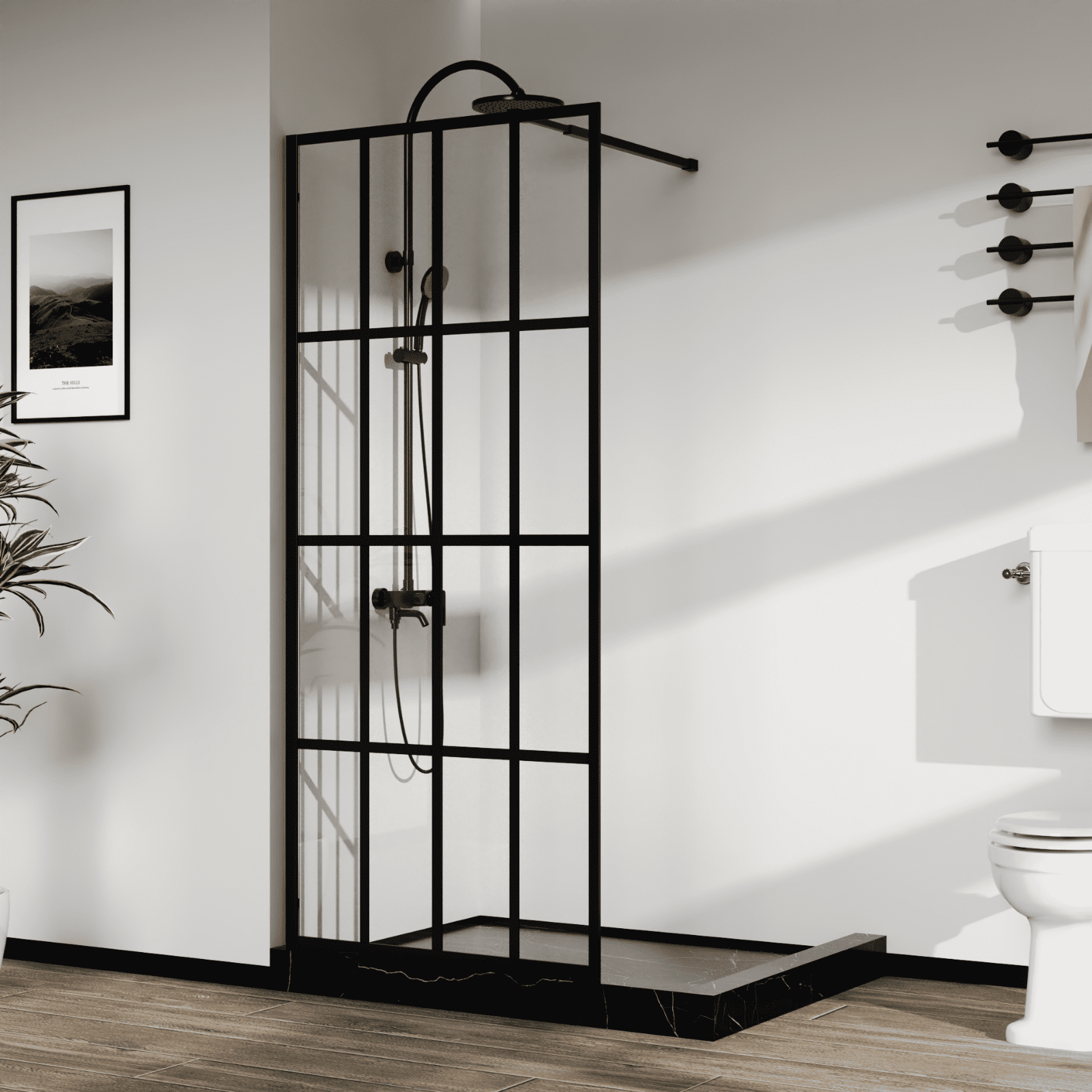 34*72" Walk-in Shower Door Clear Tempered Glass Shower Screen Aluminium ...