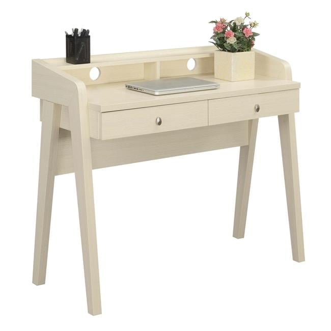 34.75 x 18 x 42 in. Newport Deluxe 2 Drawer Desk with Shelf - Ivory ...