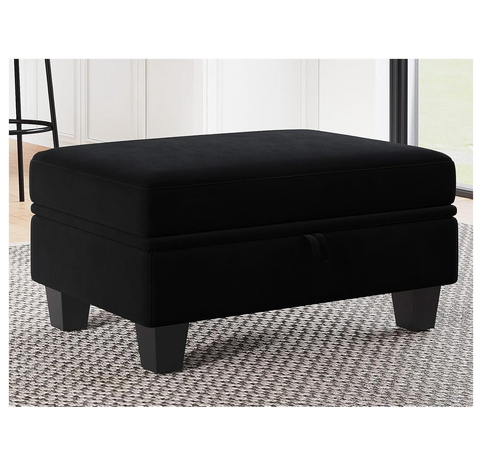 34.8 inch Storage Ottoman with Backrest, Upholstered Reversible Chaise ...