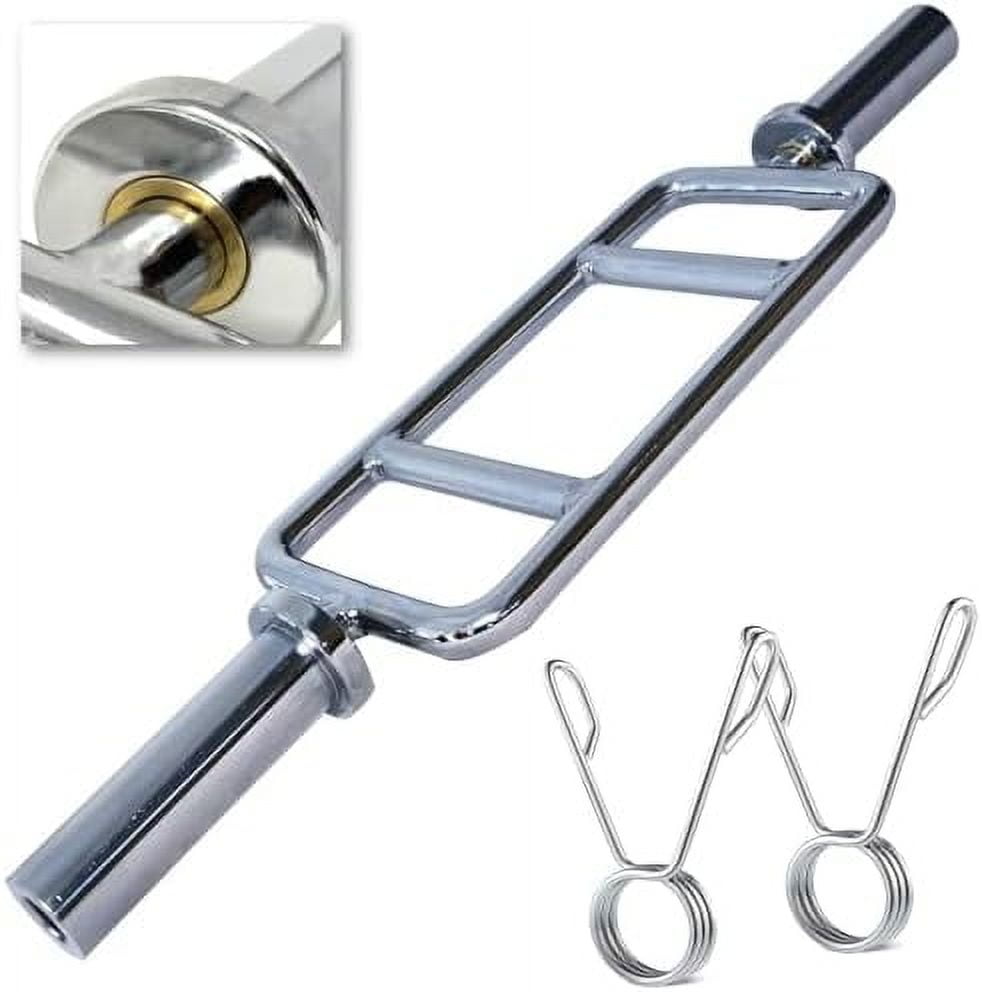 34" Barbell Solid Olympic Chrome Tricep Hammer Curl Fitness Gym Weight Bar Home Gym ...