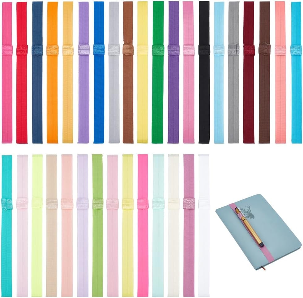 34 Colors Elastic Bookmarks Notebook Elastic Strap 15mm Wide Planner ...