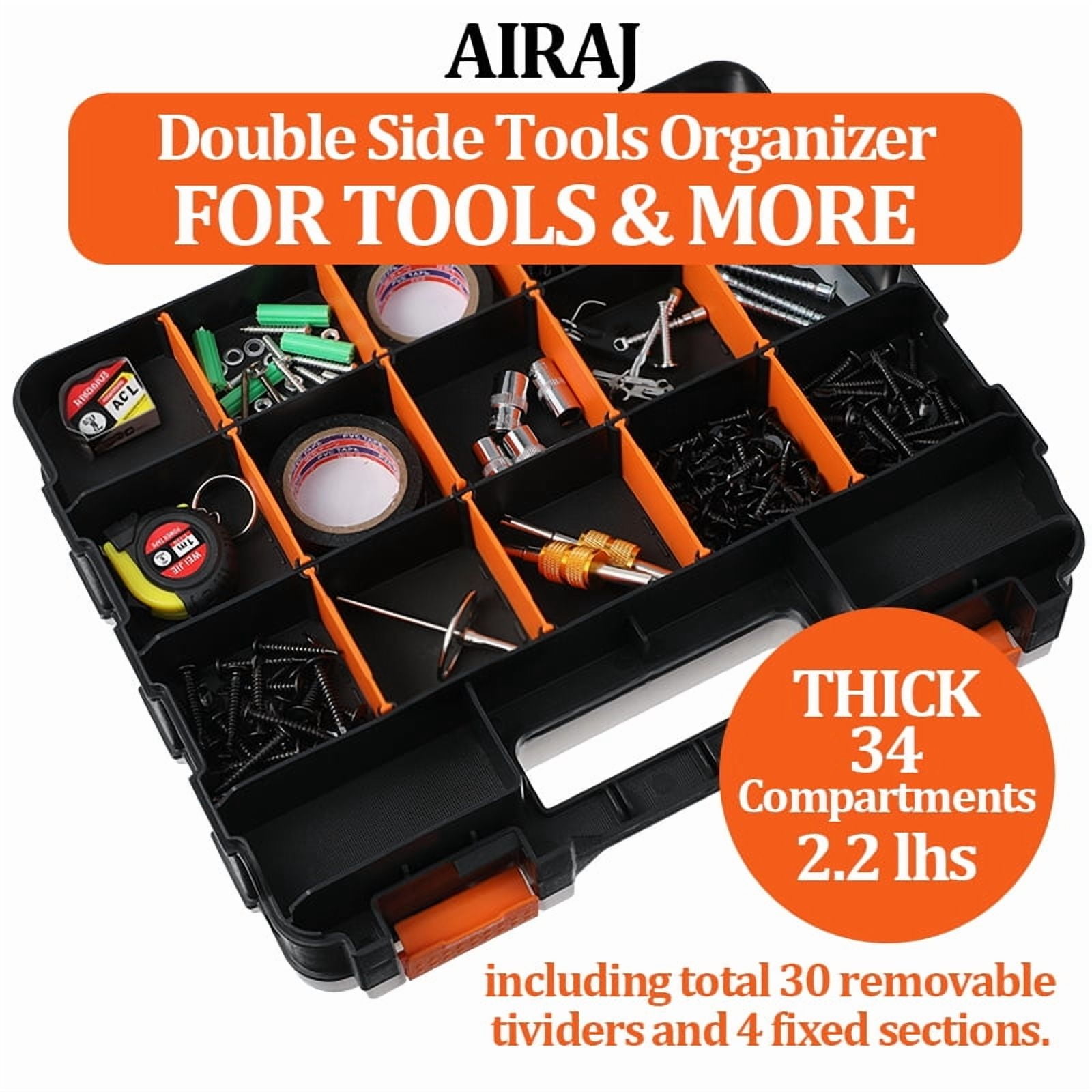 34-Compartment Heavy-Duty Plastic Tool Storage Box with Movable ...