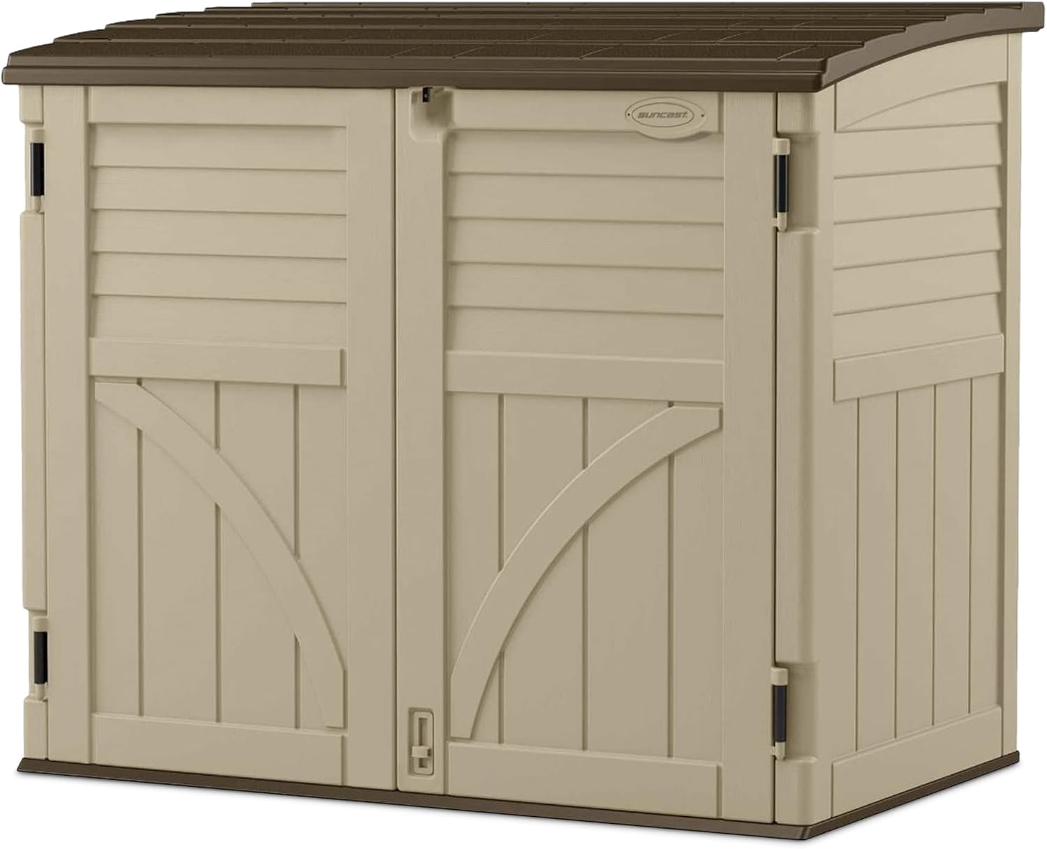 34 Cu. Ft. Horizontal Shed for Outdoor Storage w/ Locking System, Sand ...
