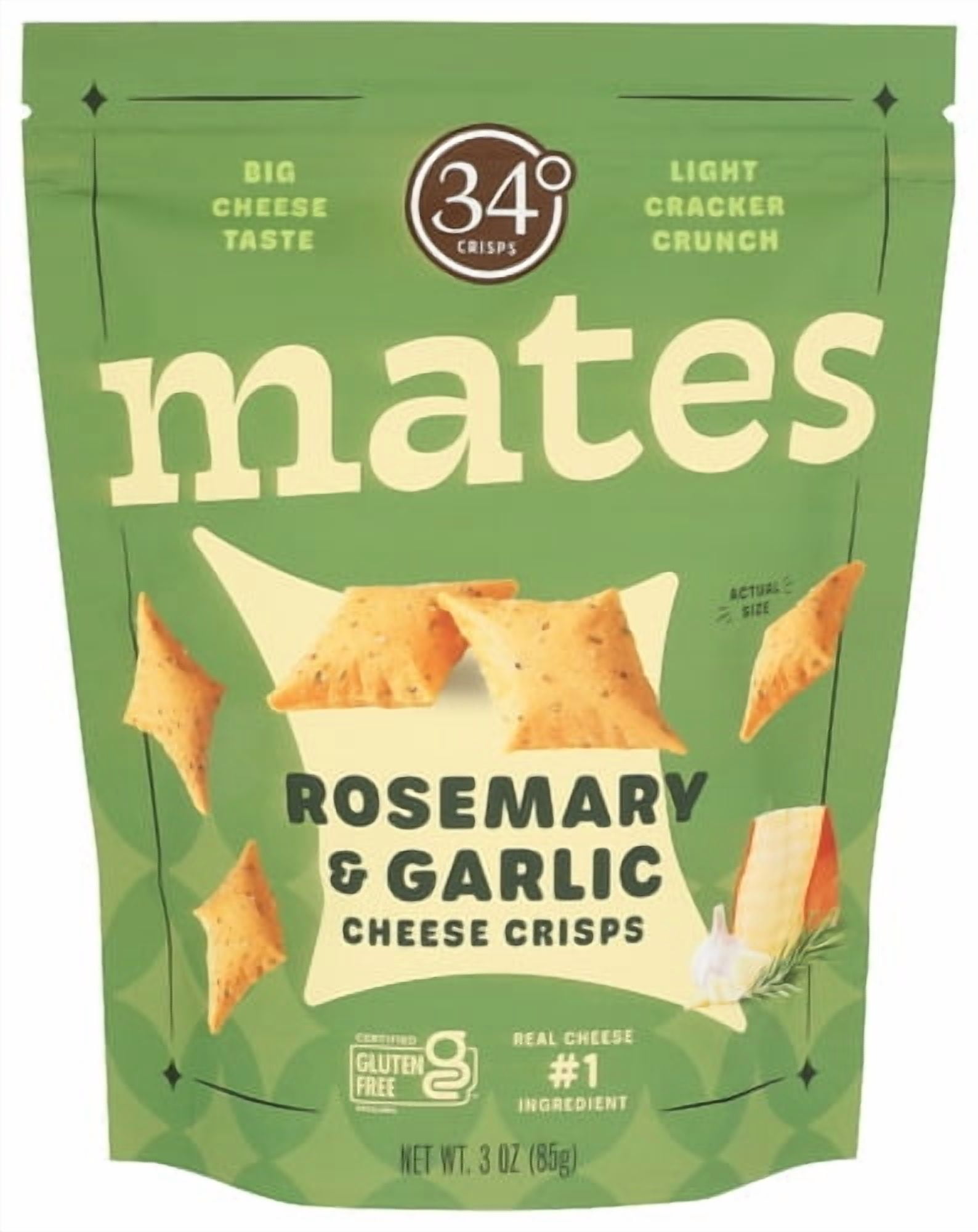 34 Degrees Crisps Rosemary and Garlic Multigrain 3 oz (Pack of 12 ...