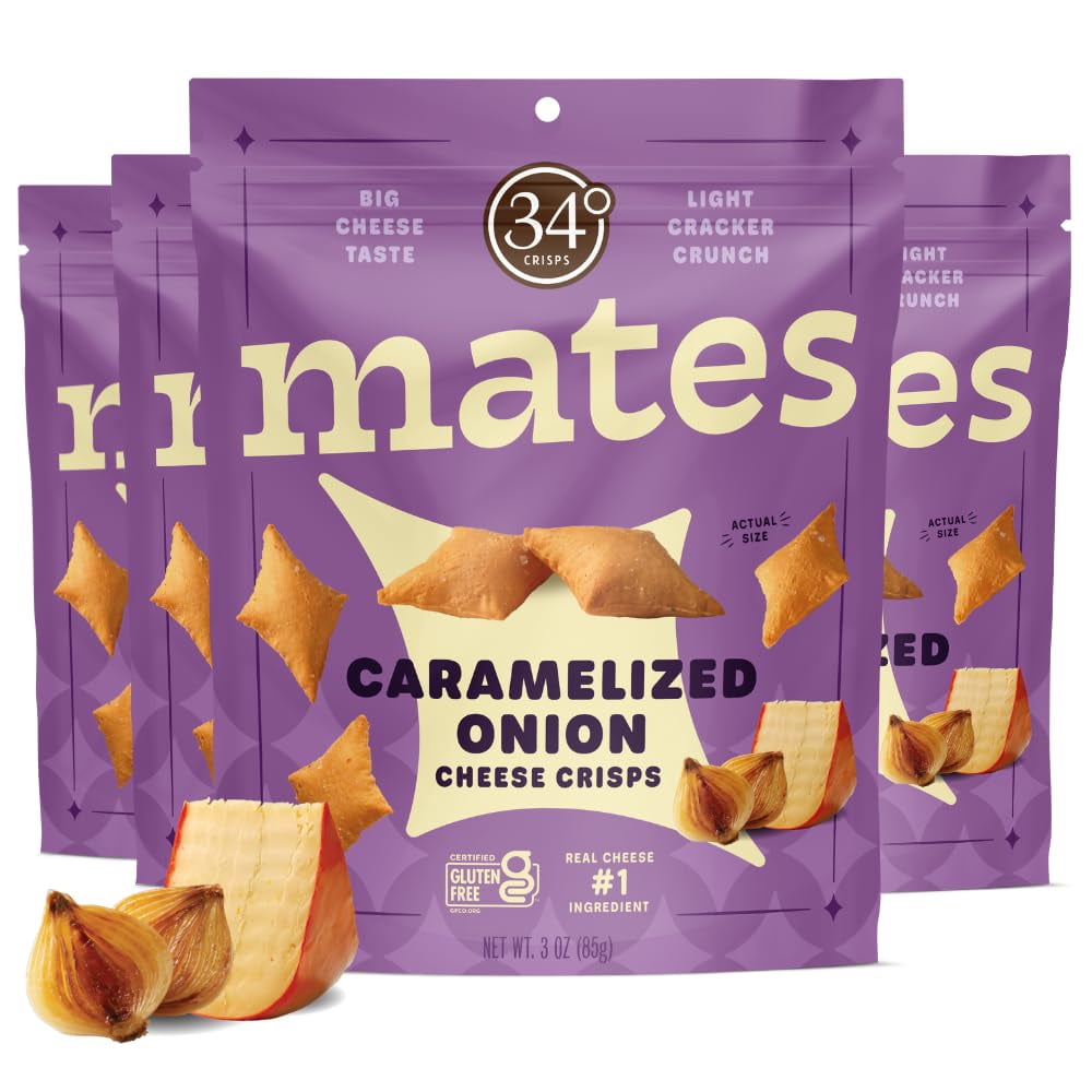 34 Degrees Mates Caramelized SAF21 Onion Cheese Crisps - Light & Crispy ...