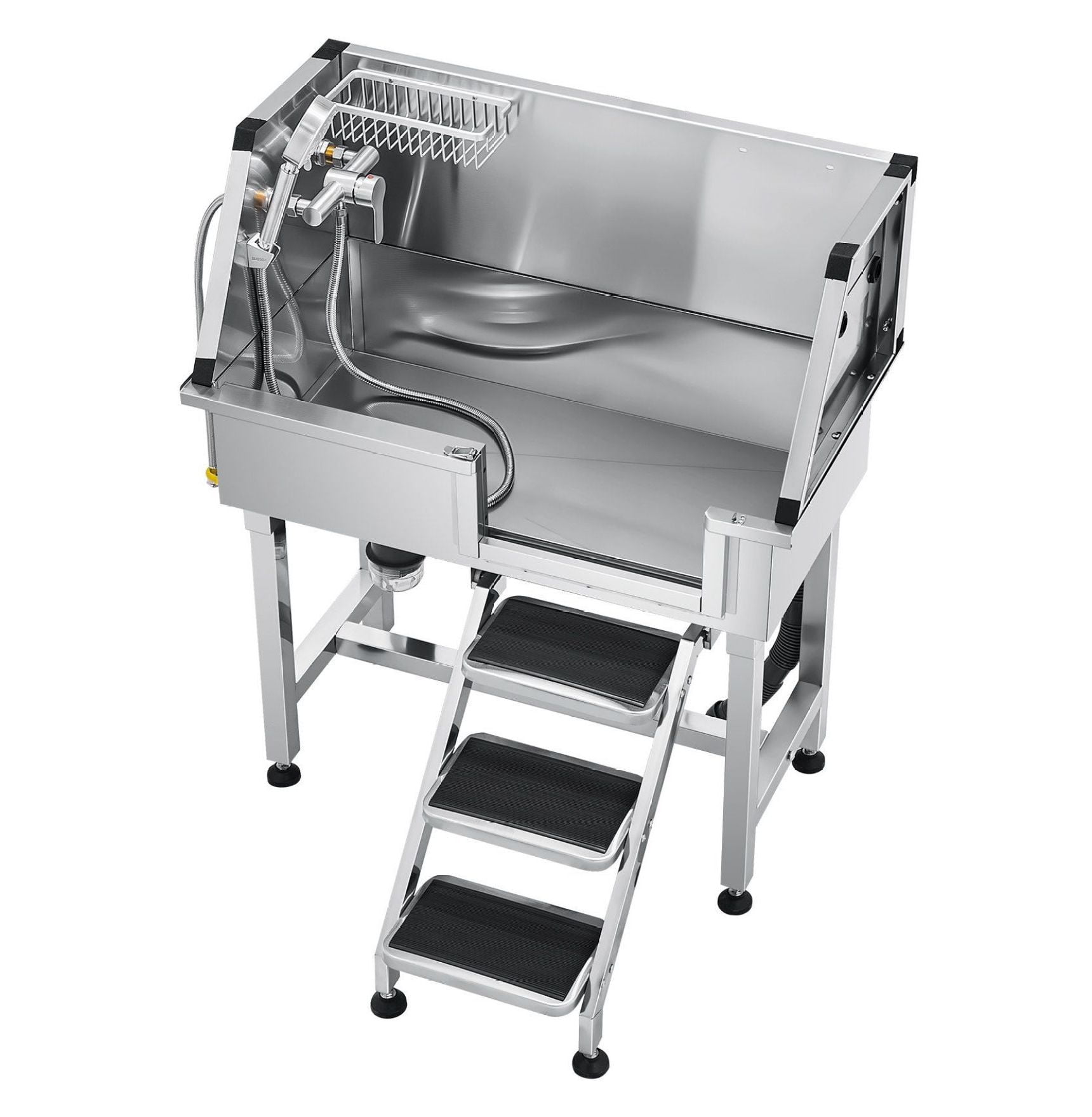 34" Dog Grooming Tub Stainless Steel with Stairs & Faucet - Pet Bathing ...
