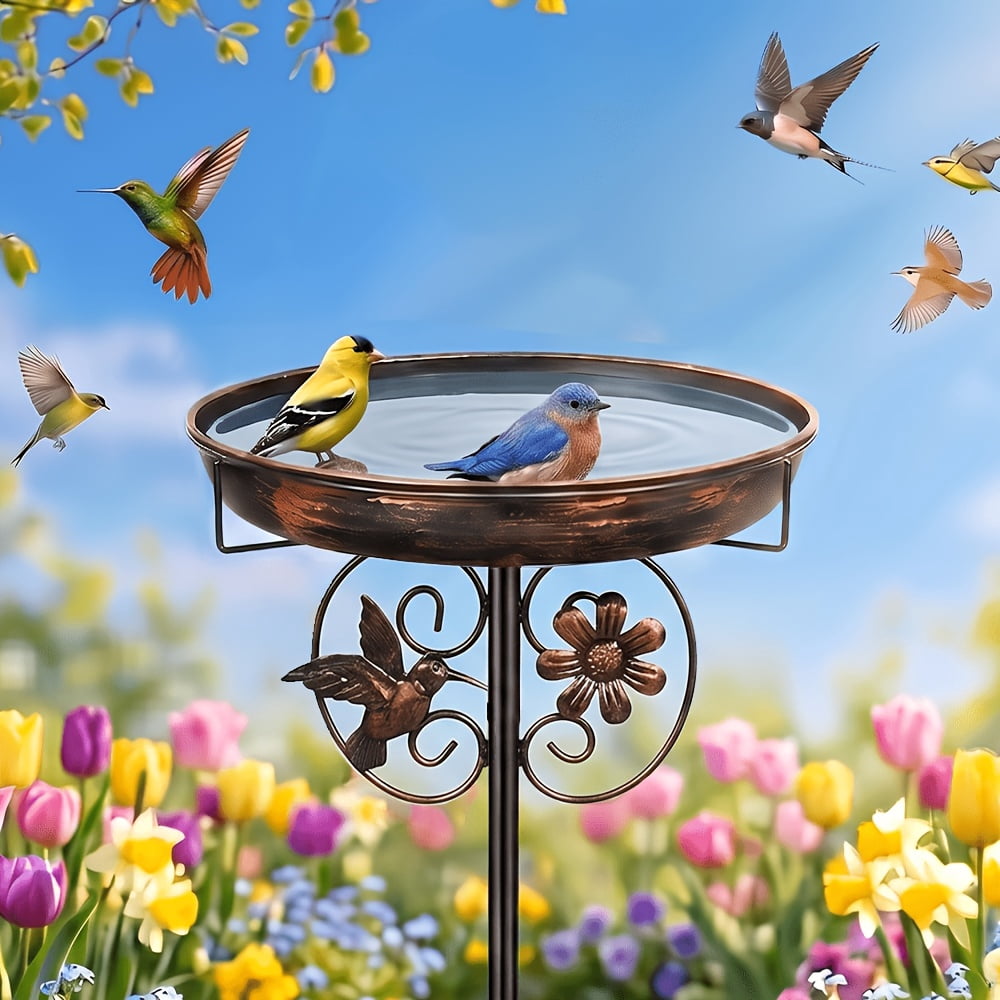 34 in Double Layer Metal Bird Bath Tubs, 10In TrayBird Feeders For ...
