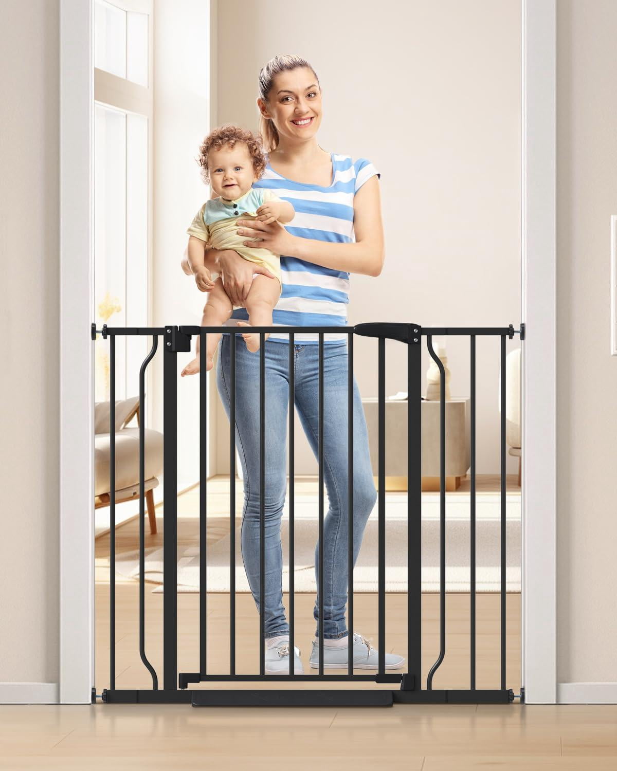 34" Extra Tall Gate For Stairs Auto Close Friendly Dog Indoor Doorways ...
