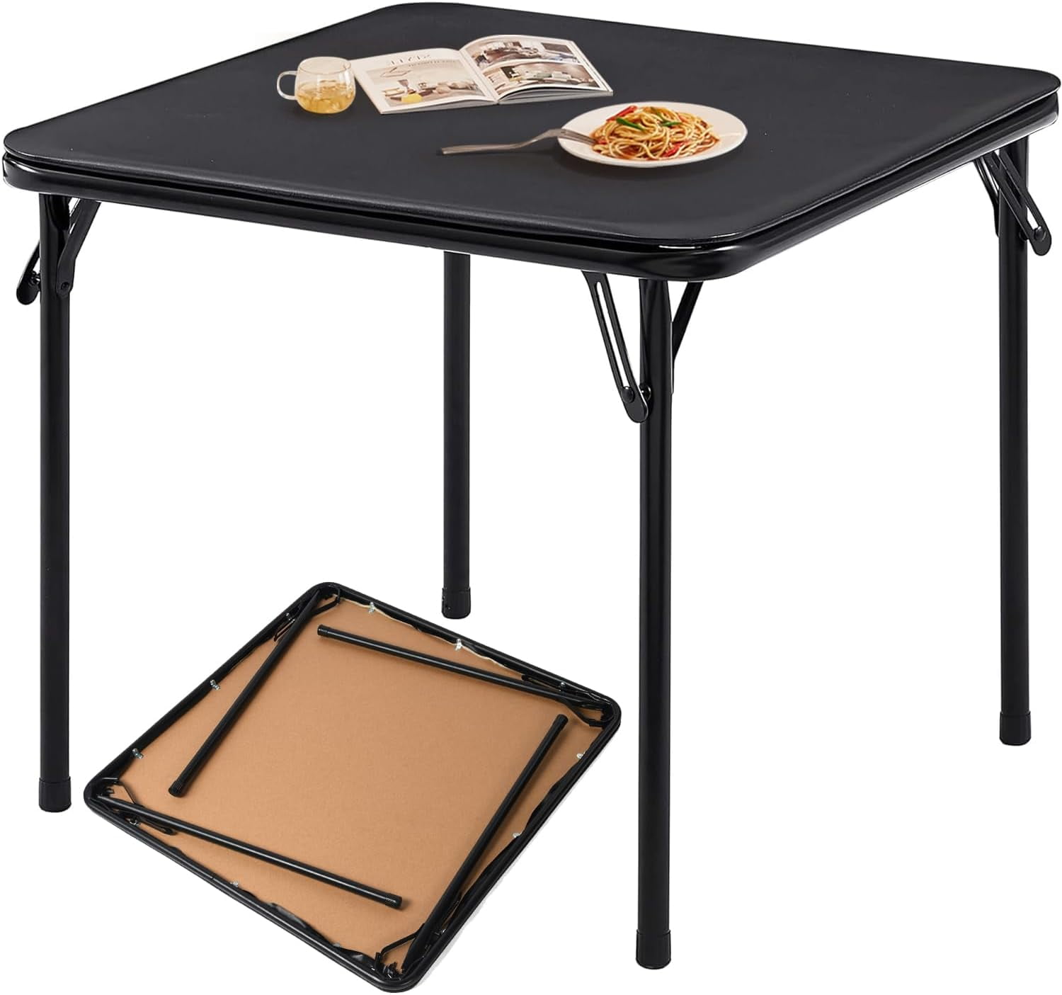 34'' Folding Square Table, Portable Card Table with Padded Tabletop ...