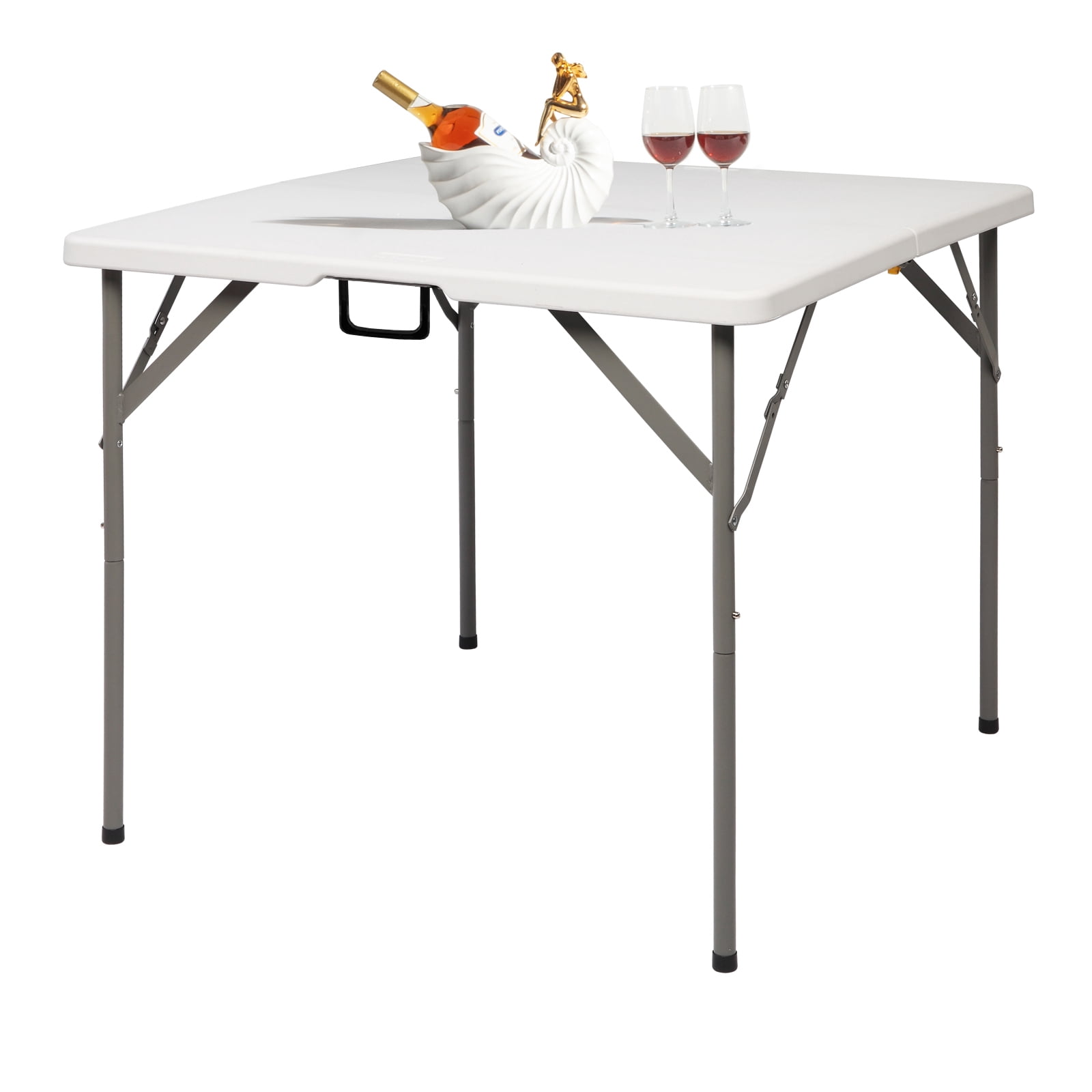 34" Folding Square Table, Portable Folding Card Table with Legs ...