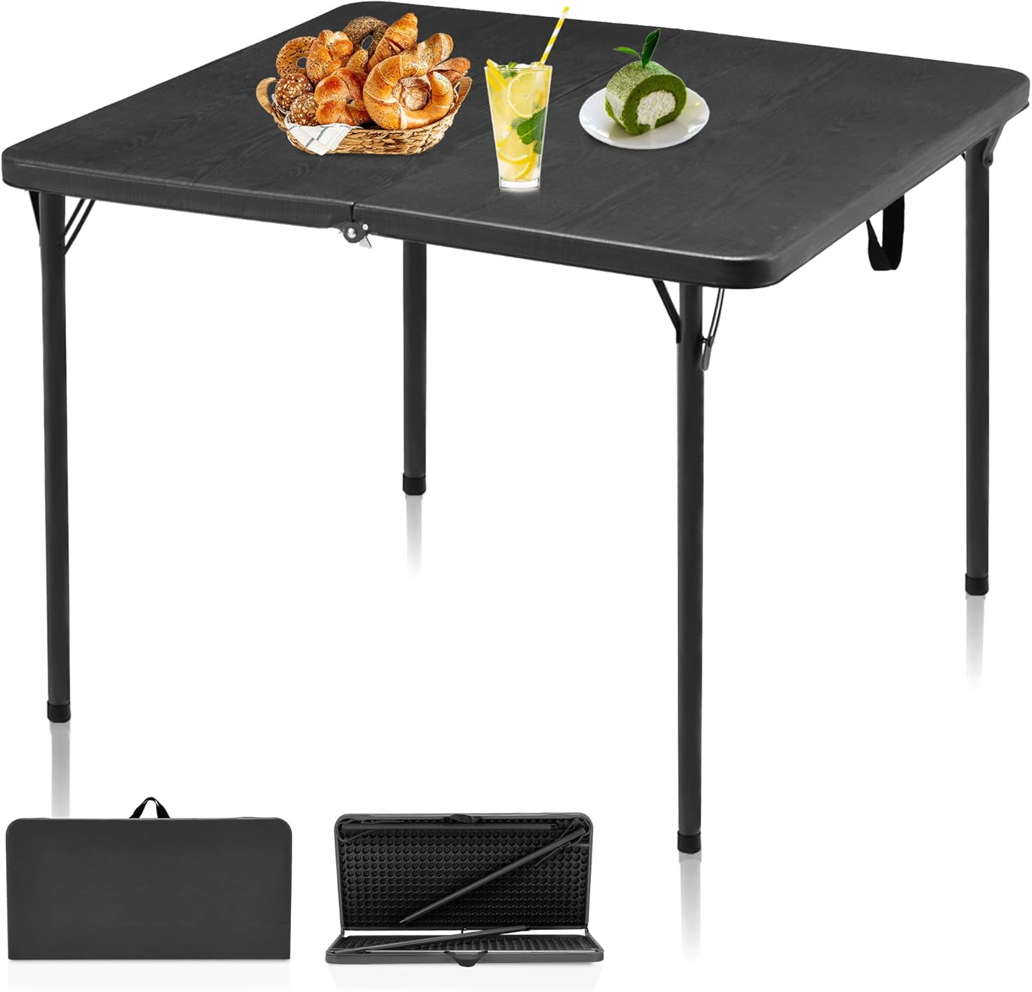 34" Folding Table, Portable Square Folding Card Table with Collapsible ...