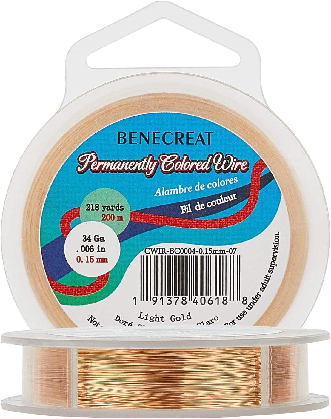 34-Gauge 218 Yards Tarnish Resistant Light Gold Thin Copper Wire for ...