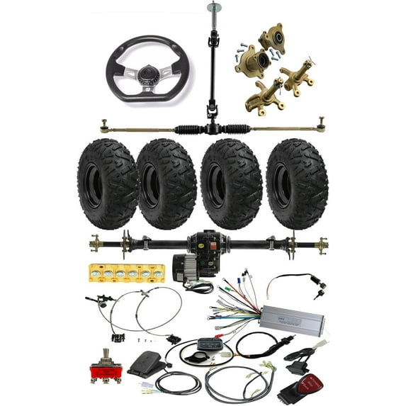 34" Go Kart Rear Axle Kit & 48V 1000W Electric Brushless Differential ...