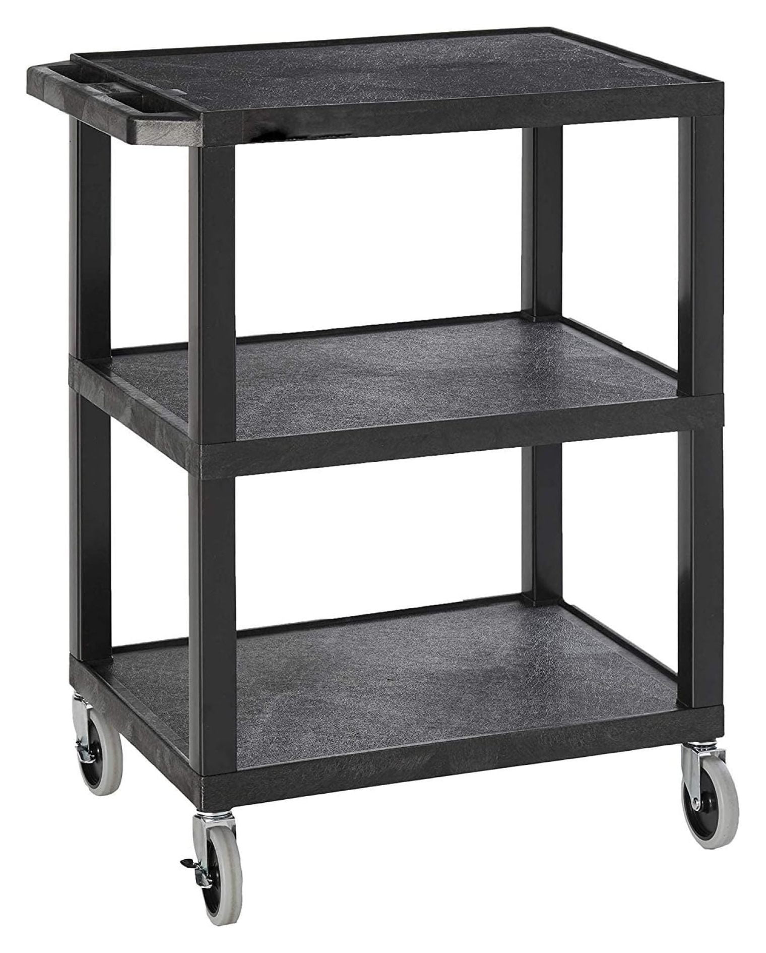 34" H Mobile Multipurpose Utility Cart with 3 Shelves and Ergonomic ...