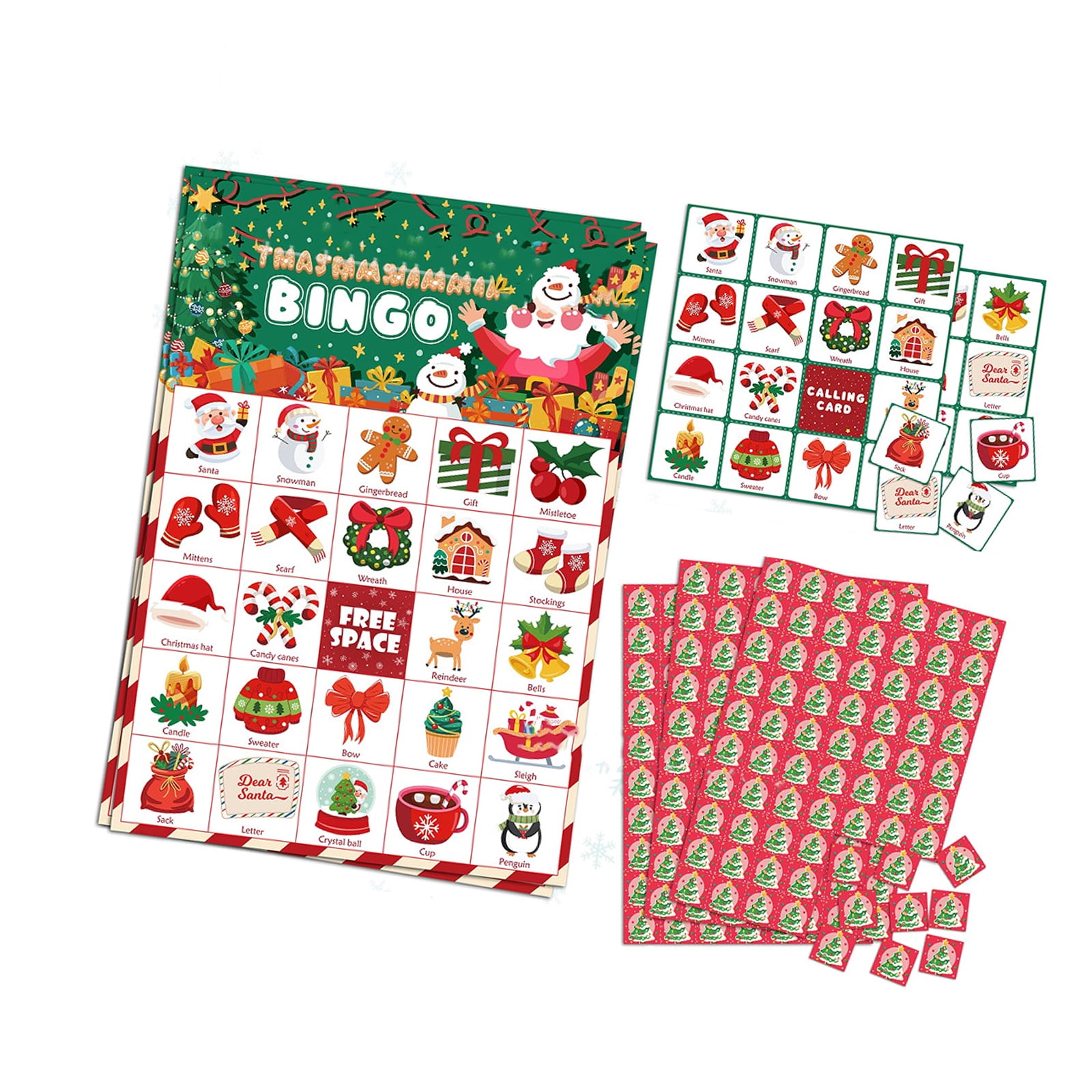 34 Holiday Bingo Cards Set Accommodates 24 Players Reusable Paper Game ...