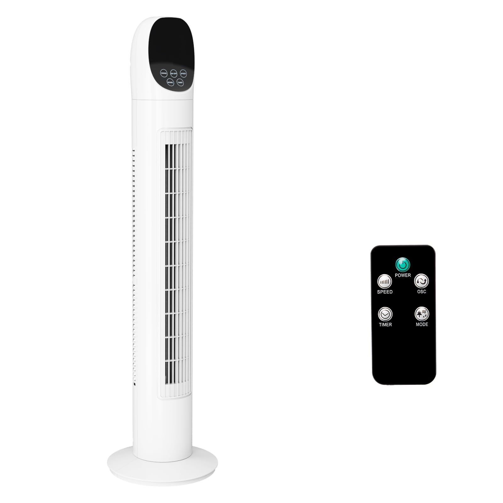 34 Inch Bladeless Electric Tower Fan Remote Digital Display 3 Speed ...