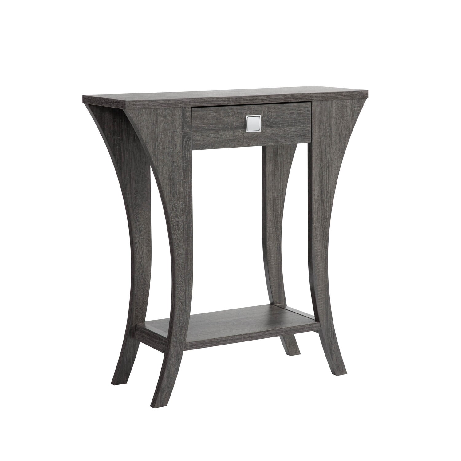 34 Inch Console Table with Drawer and Shelf Curved Legs Distressed Gray ...