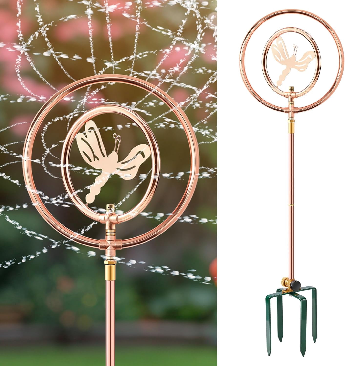 34 Inch Copper Coated Stainless Steel Rotating Sprinkler with Double ...