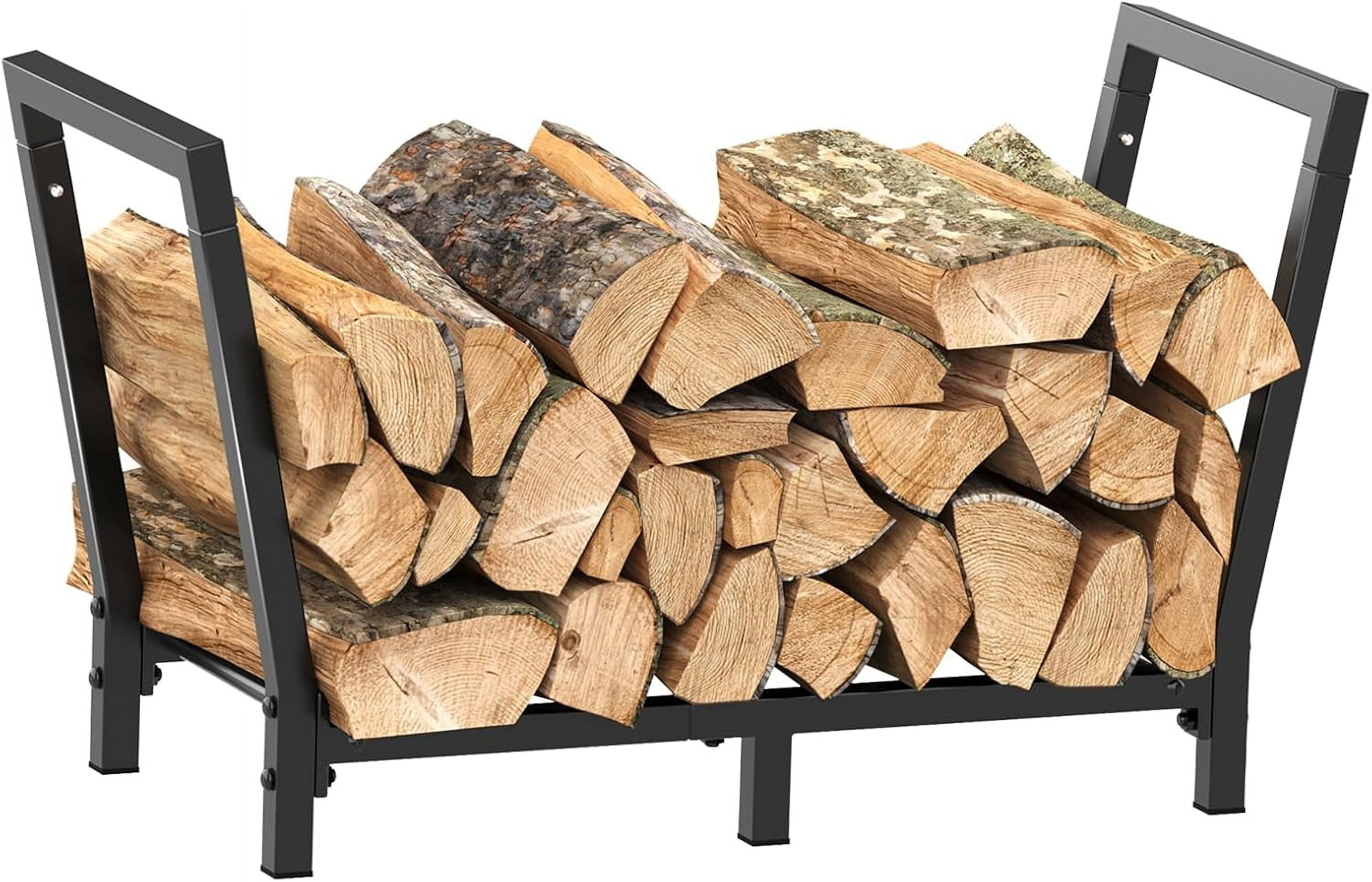 34 Inch Firewood Rack Outdoor Indoor, 2.7ft Wood Storage Rack Stand ...