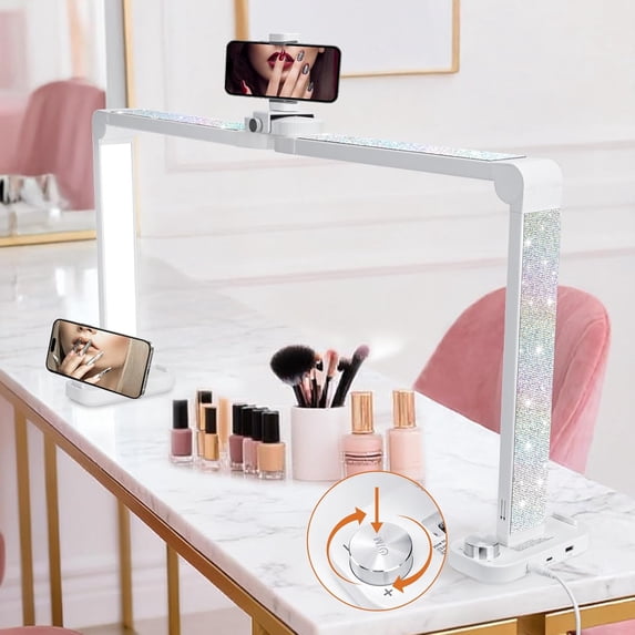 34-Inch Light for Desk Foldable Half Moon Art Table Lamp with Stepless ...