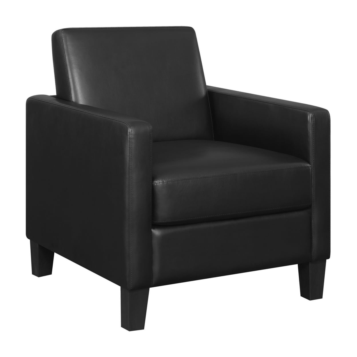 34 Inch Modern Accent Chair Angled Back Modern Style Black Faux Leather ...