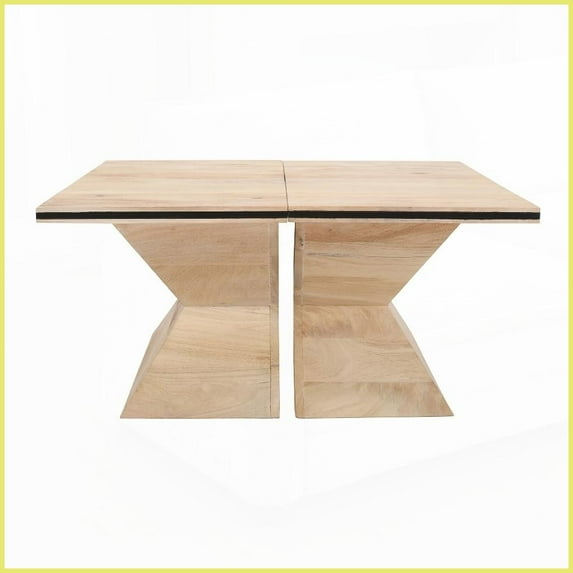 34 Inch Space-Saving Split Coffee Table – White Washed Mango Wood with ...