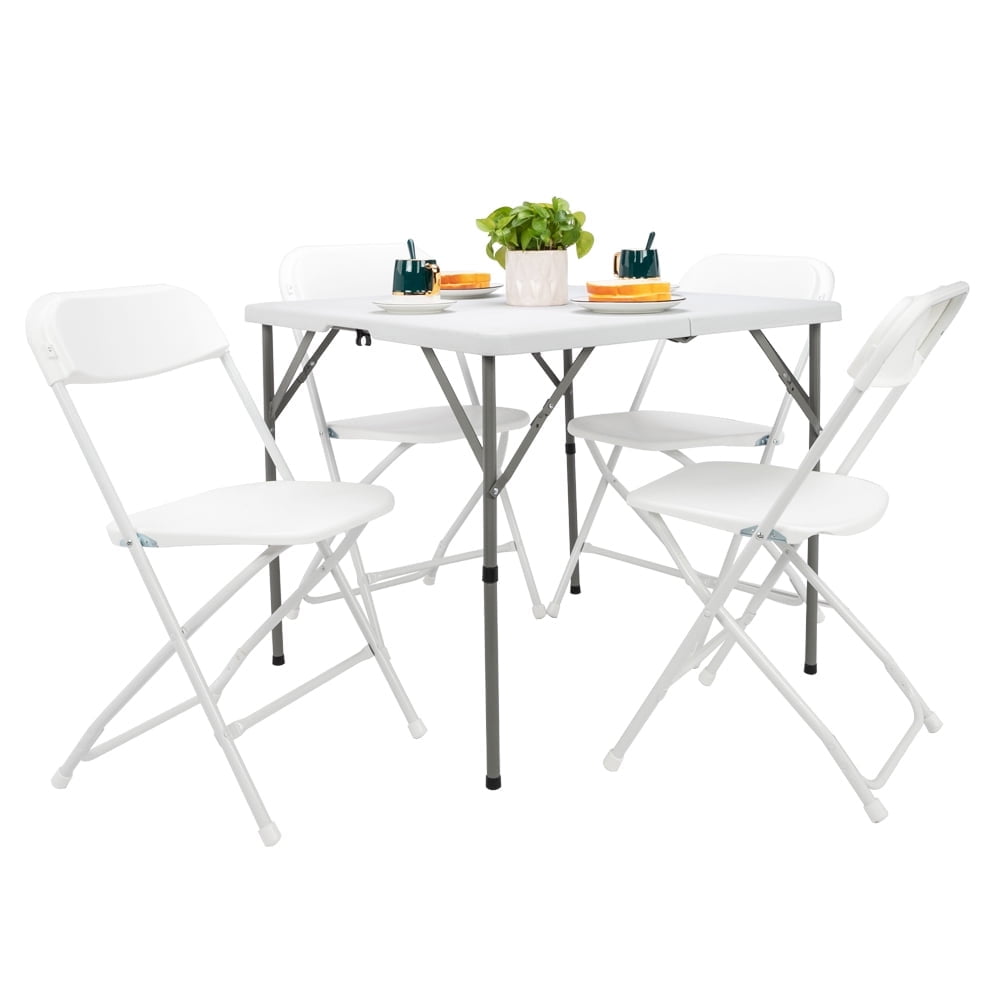 34 Inch Square Folding Table White HDPE Surface, Durable Steel Frame ...