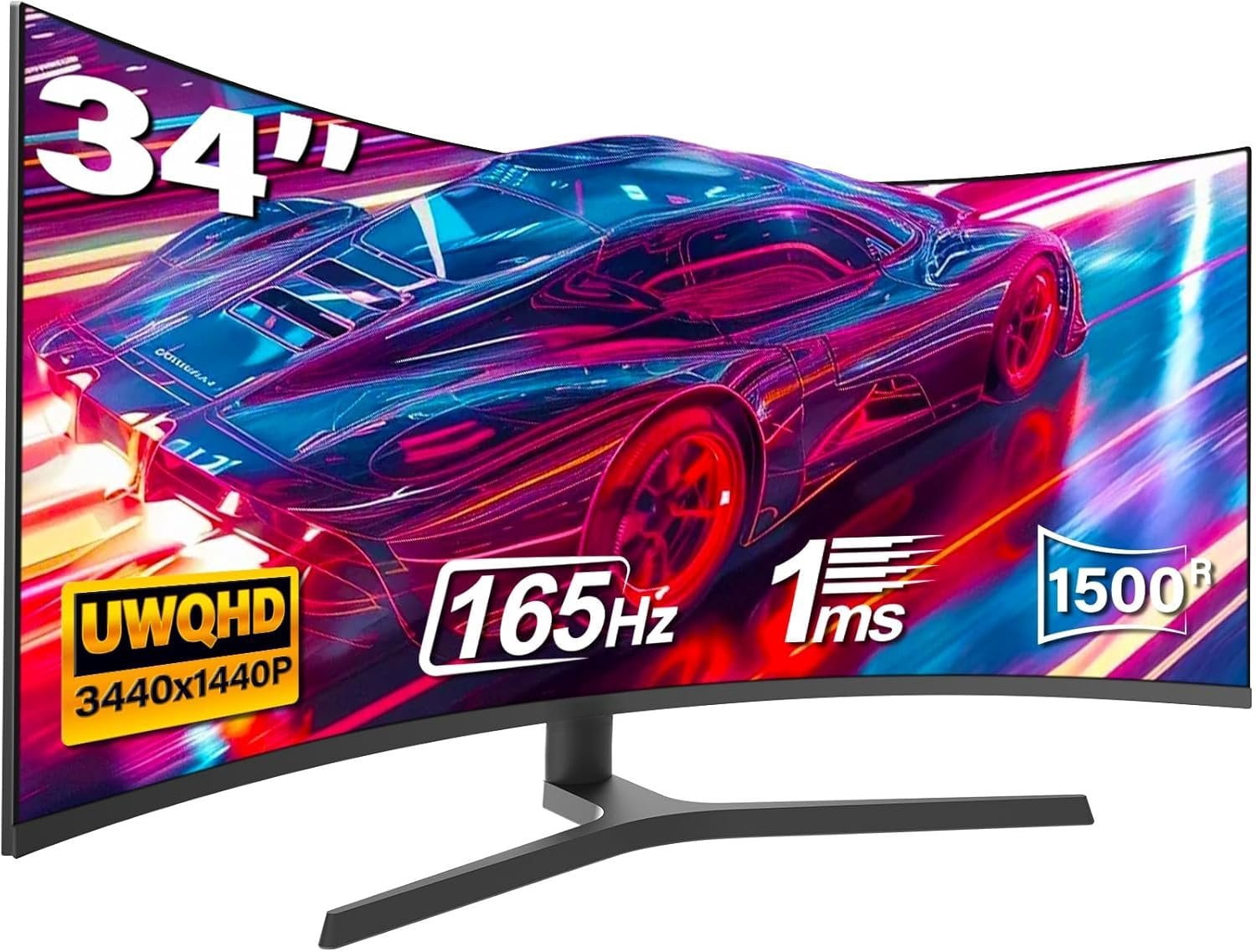 34 Inch Ultrawide Curved Gaming , 1500R PC Screen UWQHD 3440x1440 ...