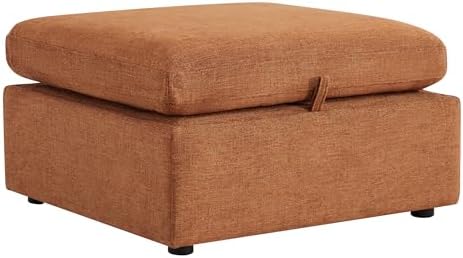 34 Inch Upholstered Square Modular Storage Ottoman for Sectional Sofa ...