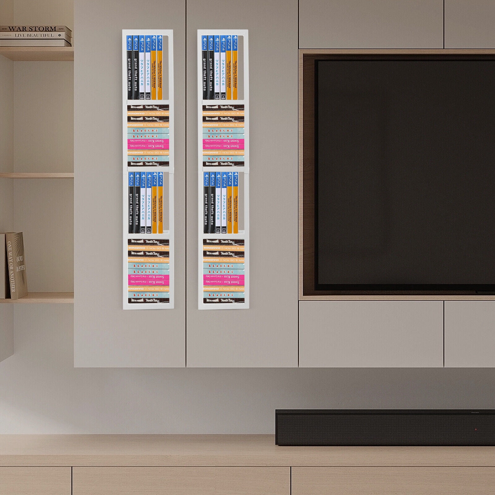 34 Inch Wall Mount Media Storage Rack, CD DVD Cube Organizer Metal ...