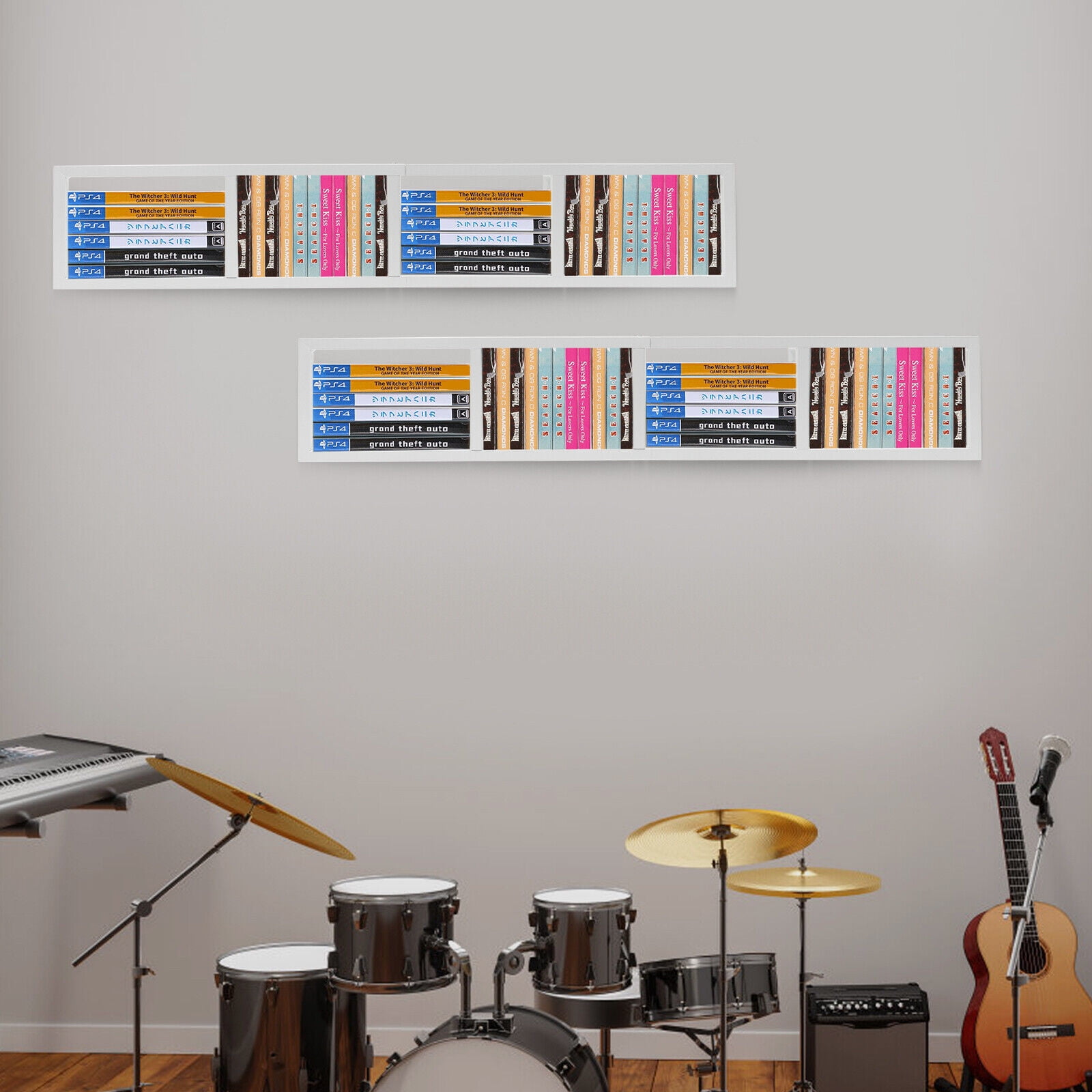34 Inch Wall Mount Media Storage Rack, CD DVD Cube Organizer Metal ...