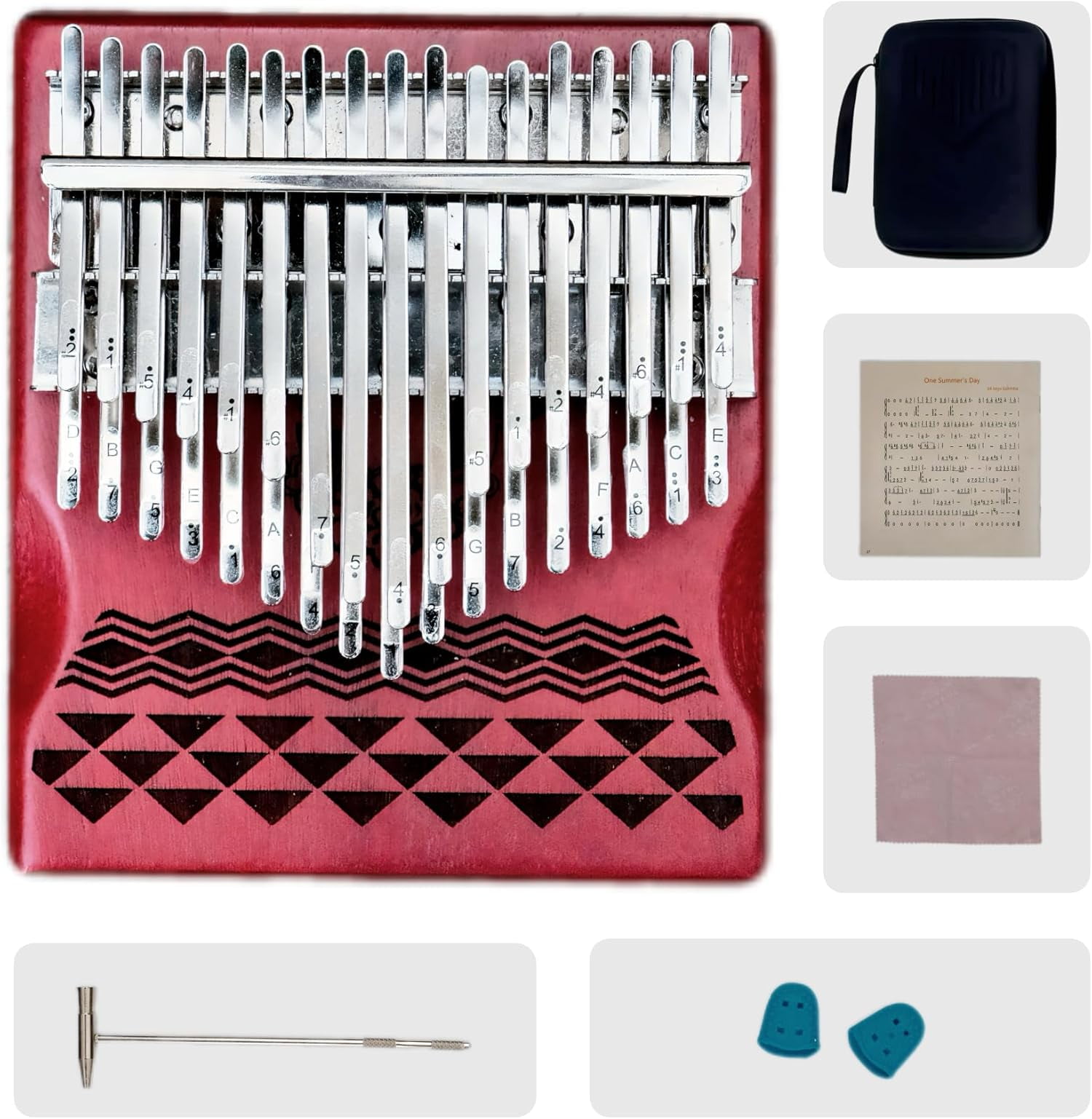 34 Key Kalimba Thumb Piano - Solid Rosewood, Red River Design ...