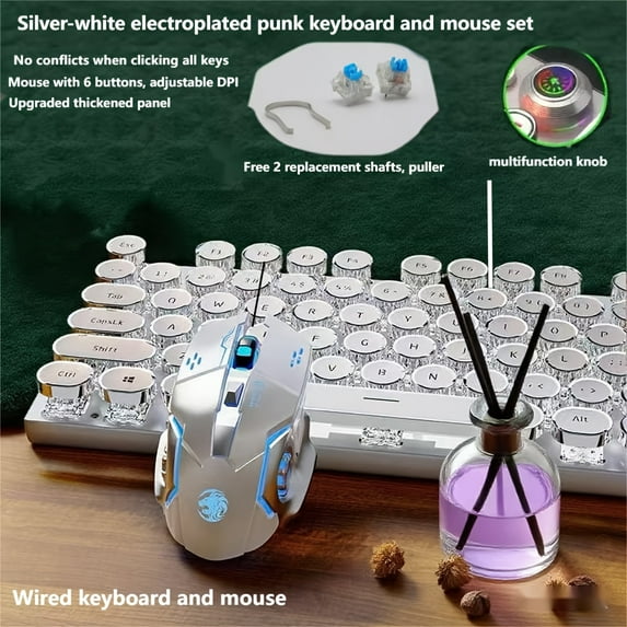 34 Lighting Modes Mechanical Keyboard and Mouse Combo, Hot-Swappable ...