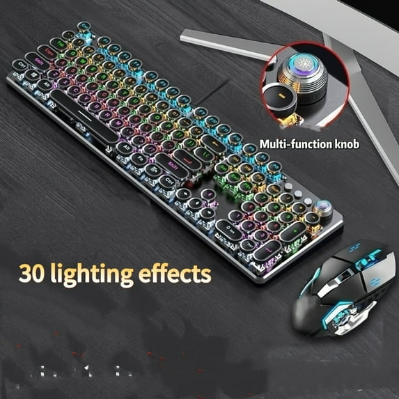 34 Lighting Modes Mechanical Keyboard and Mouse Combo, Hot-Swappable ...