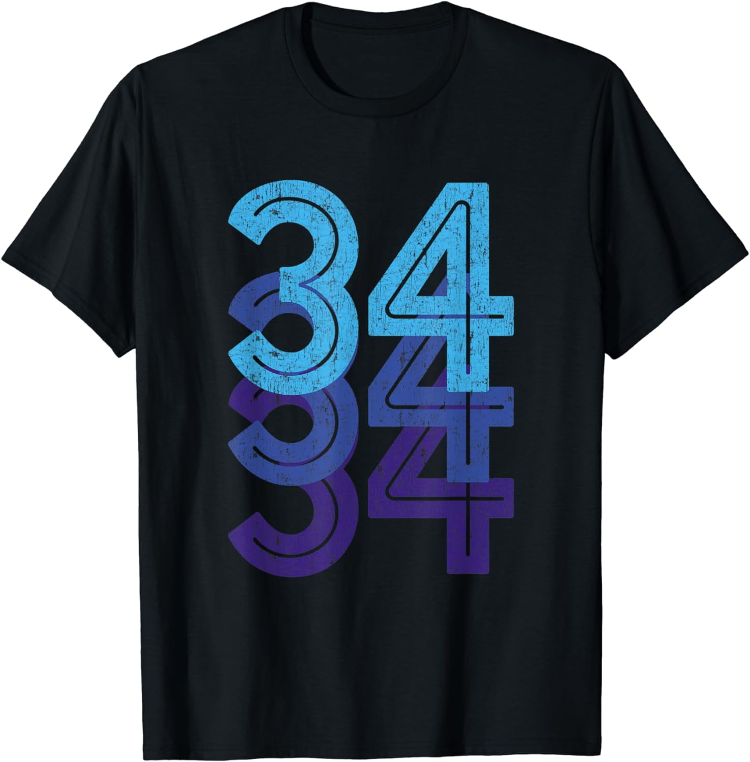 34 Lucky Number 34th Year Birthday Age Sports Team Cotton T-Shirt ...