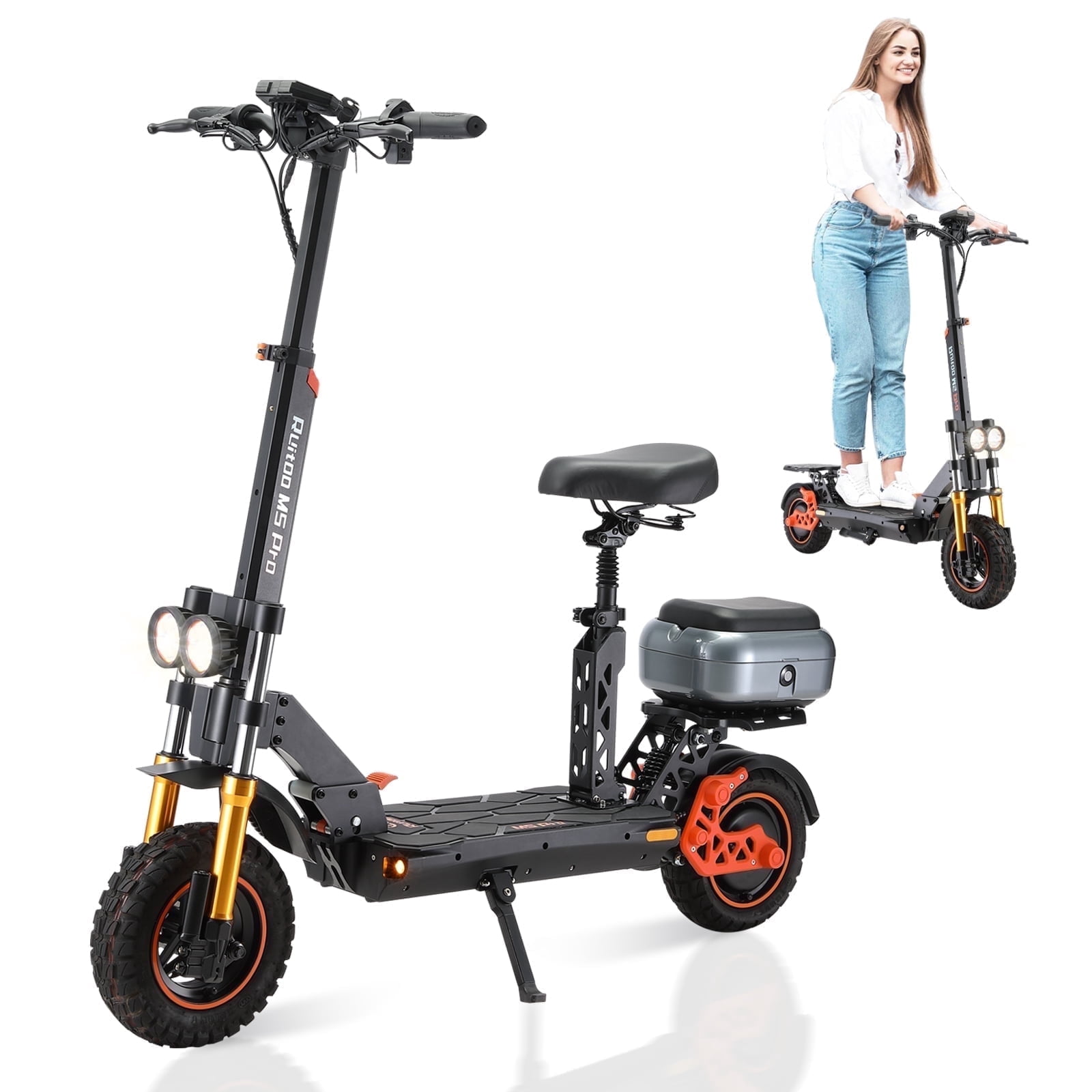 RubiQ Sports 34 MPH Electric Scooter for Adults, 1600W Dual Drive 48V ...