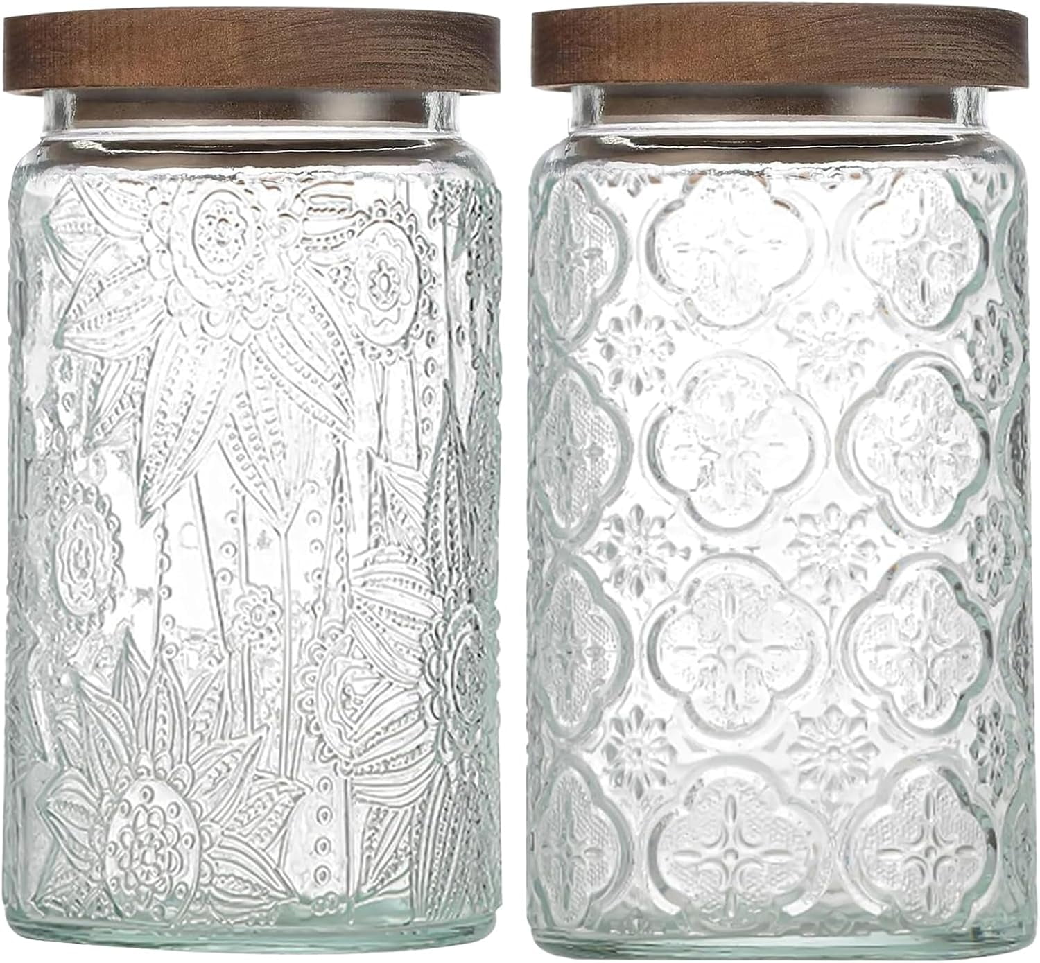 34 OZ Airtight Glass Storage Jar with Bamboo Lid - Vintage Glass Jar ...