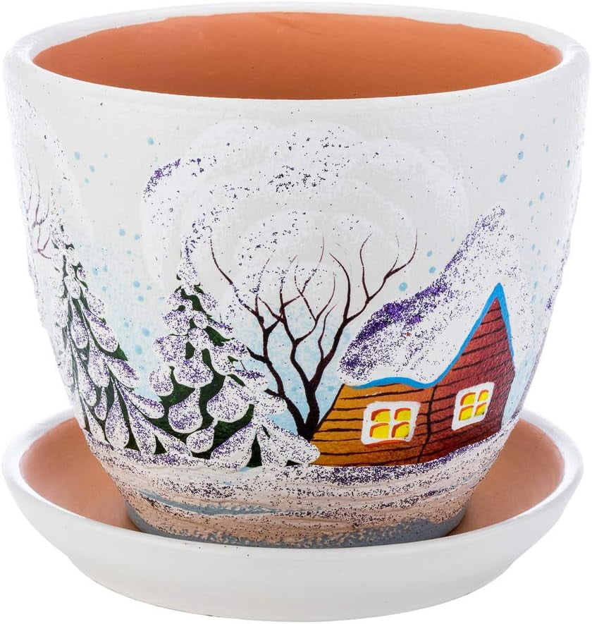 34-Ounce Ceramic Cachepot with Stand, Decorative Flower Cachepot with a ...