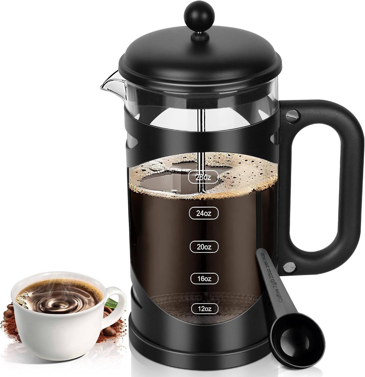 34 Ounce French Press Coffee Maker Black Stainless Steel Coffee Press ...