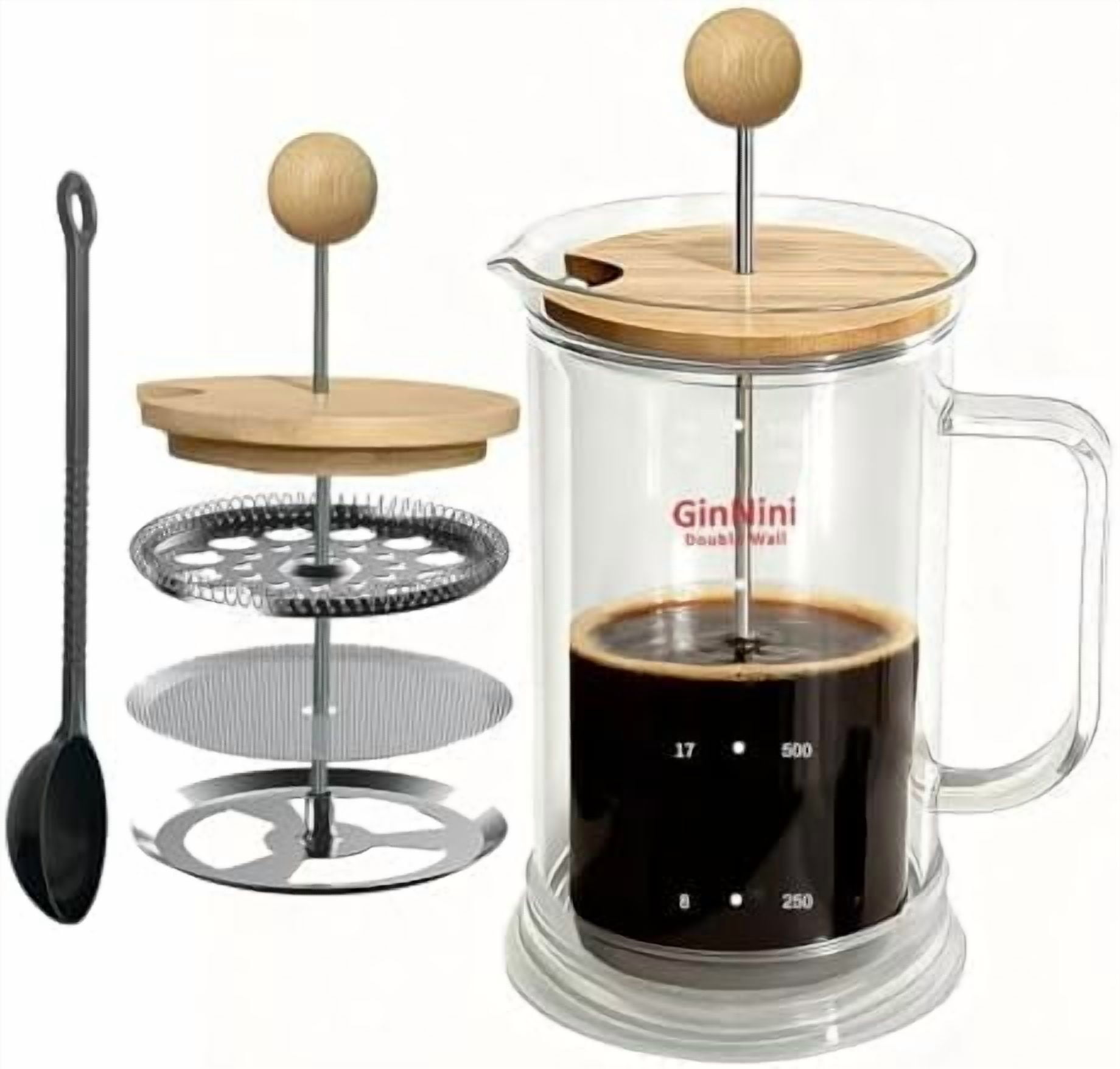 34-Ounce French Press Coffee Maker, Double Wall Borosilicate Glass ...