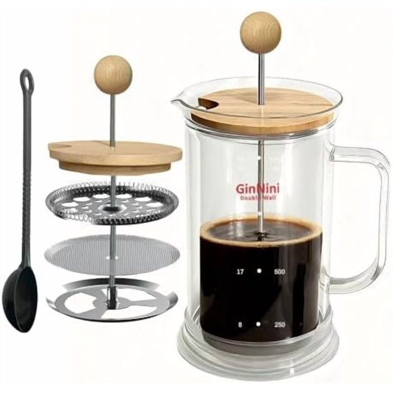 34-Ounce French Press Coffee Maker, Double Wall Borosilicate Glass ...