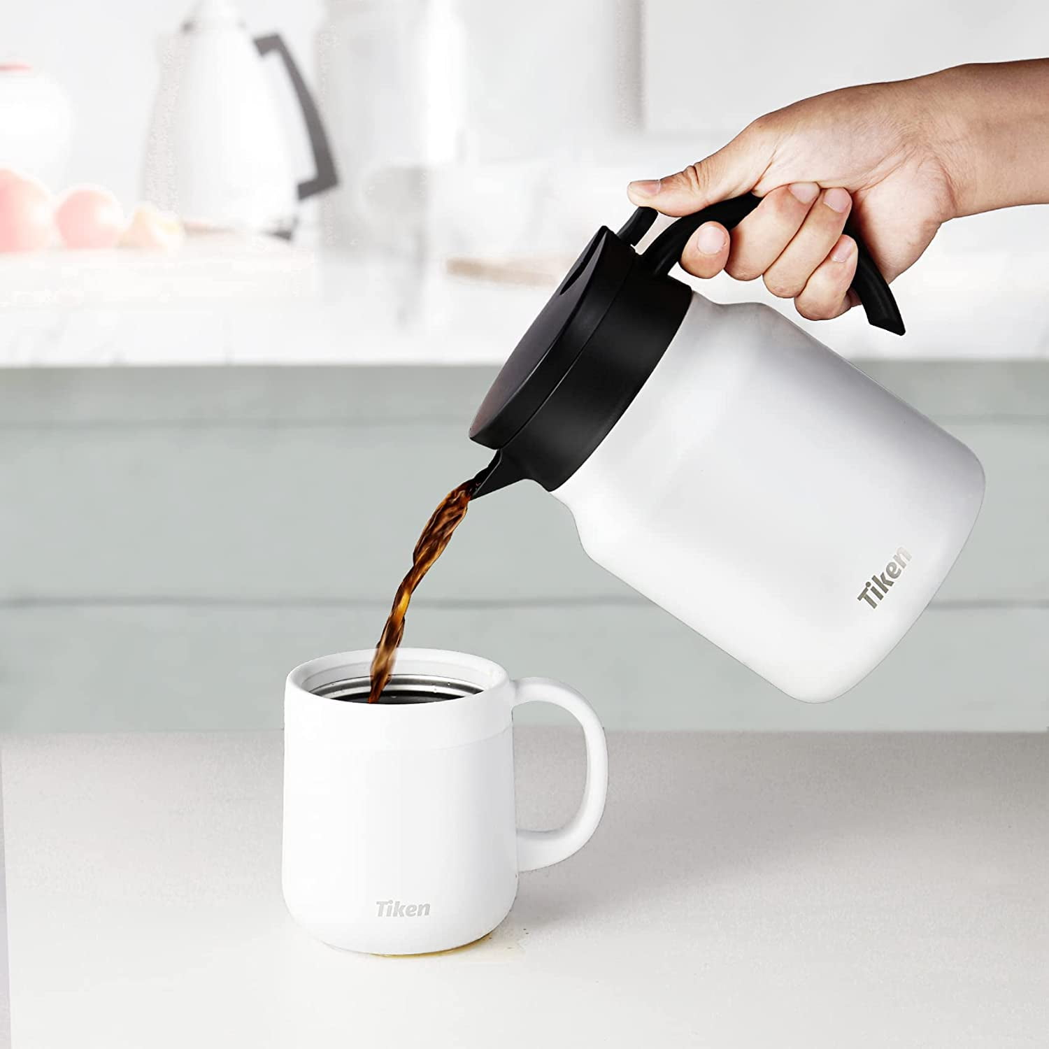 34 Oz Thermal Coffee Carafe, Double Wall Stainless Steel Insulated ...