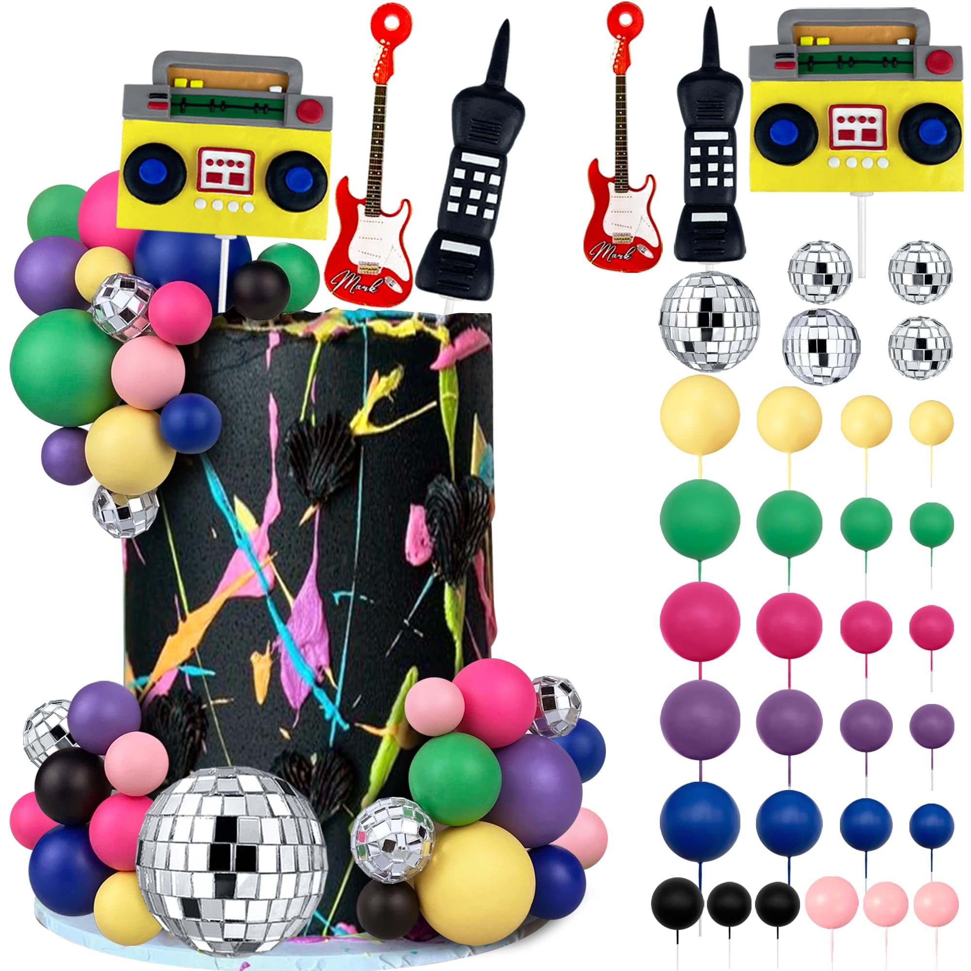 34 PCS 80s 90s Cake Toppers RST1 Retro Disco Hip Hop Cake Decorations ...