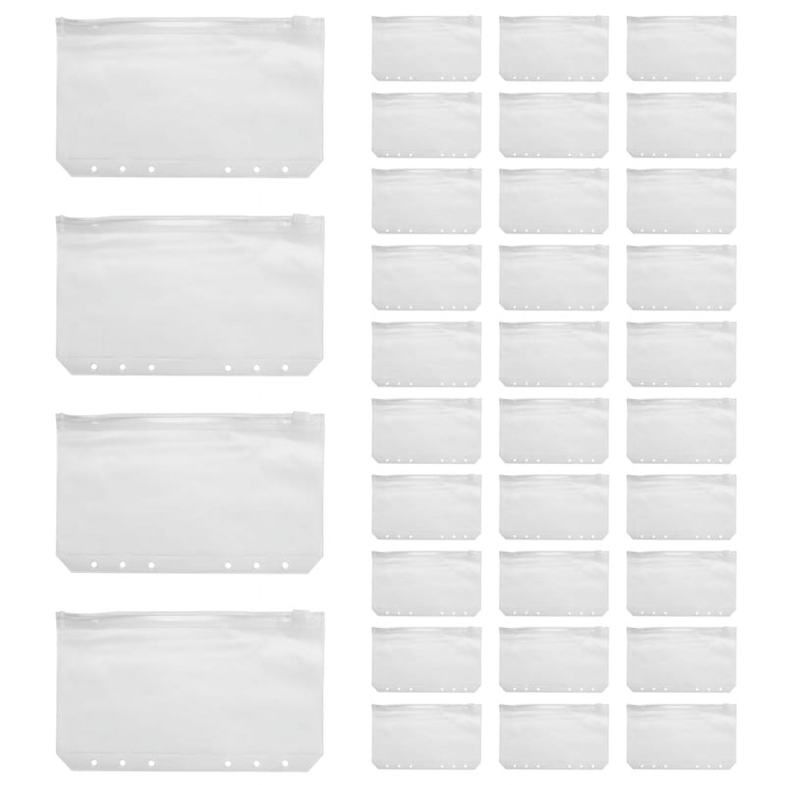 34 PCS Binder Pockets A6 Size 6 Holes Zipper Binder Pouch Folders Clear ...