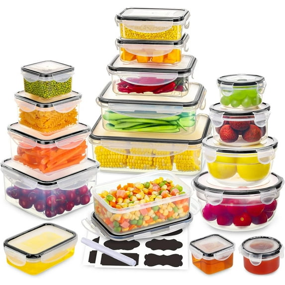 34 PCS Food Storage Containers Set with Airtight Lids (17 Lids &17 ...