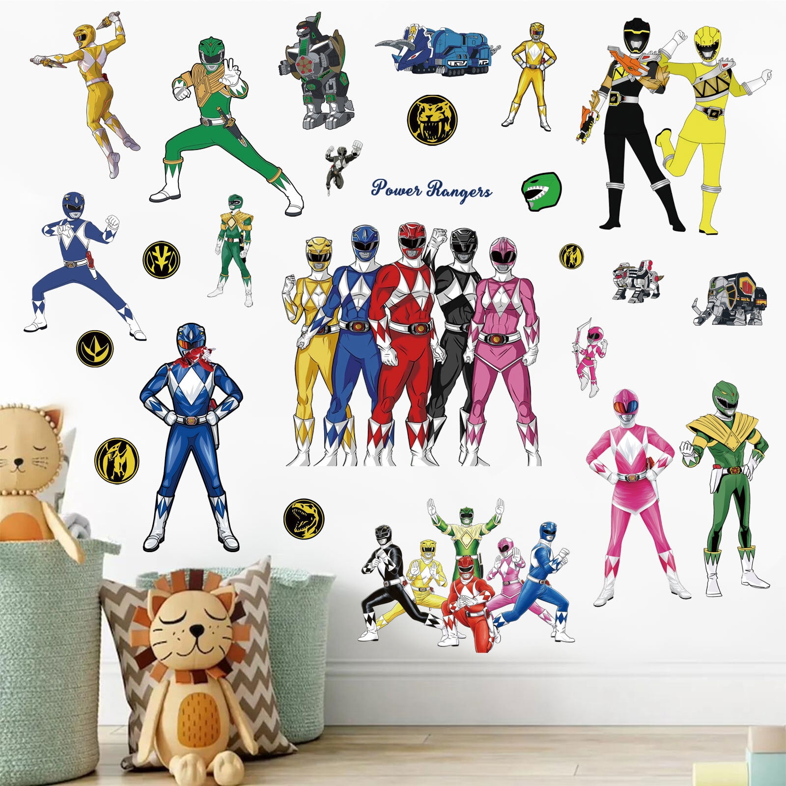 34 PCS For Mighty Morphin Theme For Power Rangers Wall Stickers ...