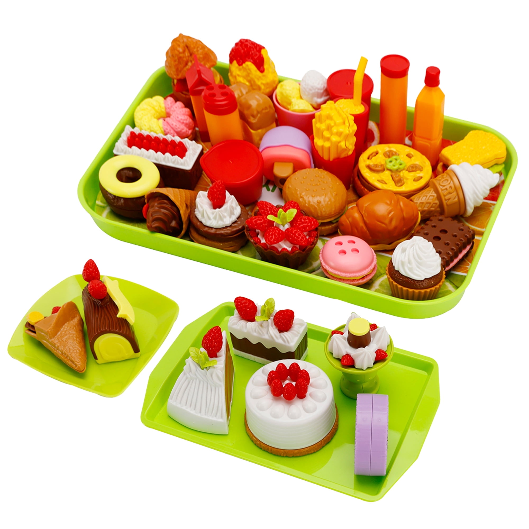 34 PCS Pretend Play Desserts Food Toy for Kitchen, Play Dounts ...